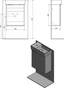 Sapho LATUS IX umyvadlová skříňka 44 x 50 x 22 cm dub alabama LT090-2222