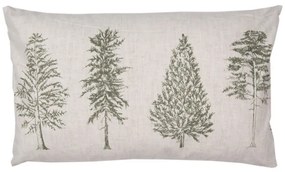 Béžový povlak na polštář se vzorem jehličnatých stromů Natural Pine Trees horizontální – 30x50 cm