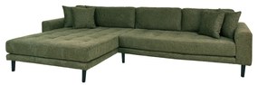 Designová sedačka s otomanem Ansley olivovo-zelená - levá