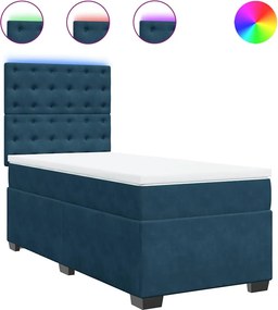 Box spring postel s matrací modrá 80 x 200 cm samet 3293078