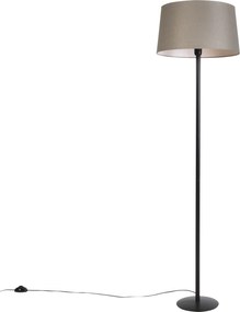 Stojací lampa černá s lněným stínítkem taupe 45 cm - Simplo