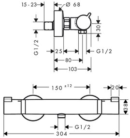 Hansgrohe Ecostat Comfort, termostatická sprchová baterie, chromová, 13116000