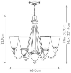 Hinkley HK-MAYFLOWER6 - Lustr na řetězu MAYFLOWER 6xE27/60W/230V