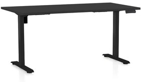 Výškově nastavitelný stůl OfficeTech B, 160 x 80 cm, černá podnož, černá