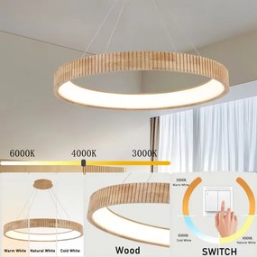 Brilagi - LED Lustr na lanku FALCON WOOD MODERN LED/60W/230V pr. 80 cm dřevo