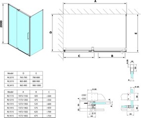 Polysan ROLLS LINE sprchový kout 160 x 80 obdélníkový čiré sklo RL1615RL3215