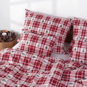 Flanelové povlečení Vánoční kostka se stromečky Velikost: atypický 240 x 220 + 2 x 70 x 90
