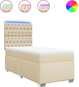 Box spring postel s matrací krémová 90x190 cm textil 3292655