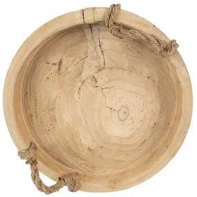 Dřevěný kulatý tác/ podnos s jutovými uchy -  Ø 35*6 cm