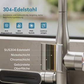design kuchyňská baterie DOPORRO Bogen 2 - nerez a vodopád