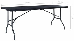 Skládací zahradní stůl 180 cm černá Dekorhome