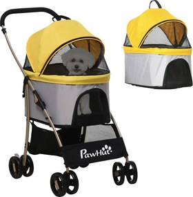 PawHut Psí Kočárek, 2 v 1 Psí Trolej, Přenosná Taška, Skládací Psí Buggy s Polstrováním, Kočárek pro Malé Psy a Kočky, Kočárek s 4 Koly, Síťované Okno