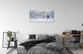 Obraz na skle Les v zimě sníh muž 125x50 cm