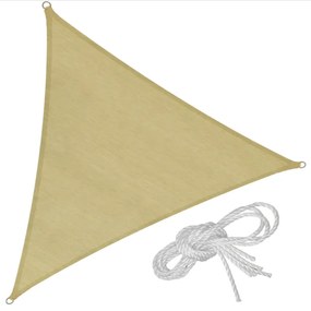 Tectake Stínící plachta proti slunci trojúhelník, béžová 500 x 500 x 500 cm