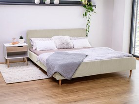 Krémová manšestrová postel AMELIA FJORD 140 x 200 cm
