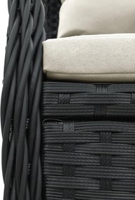 3dílný bistro set s poduškami černý polyratan 3262765