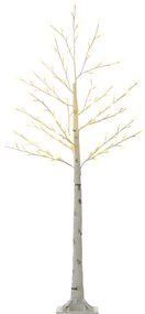 HOMCOM Strom se světly 150 cm bříza se 120 teplými bílými LED diodami, 3 úrovně jasu, umělá bříza na párty, svatby a Vánoce IP44 | Aosom.de