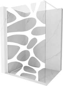 Mexen Kioto, Walk-In sprchová zástěna 120 x 200 cm, 8mm sklo čiré/bílý vzor, bílý profil, 800-120-101-20-97