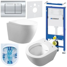 BPS-koupelny Podomítkový modul Geberit DuoFix s WC mísou MU-WH-RIM-02 + ovládací tlačítko Delta 30 chrom