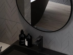 Mexen Loft, kulaté koupelnové zrcadlo 95 cm, barva rámu černá matná, 9850-095-095-000-70