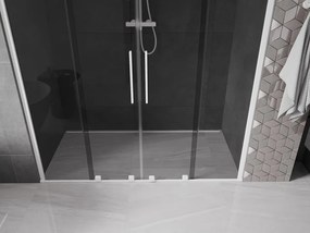 Mexen Velar Duo, posuvné sprchové dveře do otvoru 200 cm, 8mm šedé sklo, bílá matná, 871-200-000-42-20