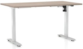 Výškově nastavitelný stůl OfficeTech A, 120 x 80 cm, bílá podnož, dub