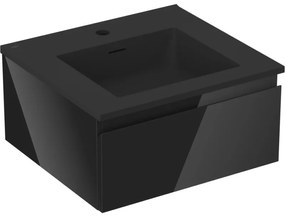 Mexen Orio koupelnová skříňka 50 cm s umyvadlem Otis, 1 zásuvka, černý lesk/černý mat - 91A10-05023-1-BF70-W18M71