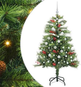 Umělý vánoční stromeček 150 LED Teplá bílá PVC a kov Zelená 3395128