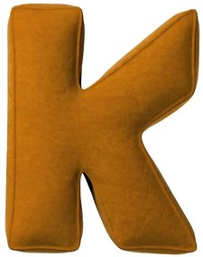 Yellow Tipi Cihlově oranžový sametový polštář písmeno K 40 cm