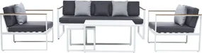 Sensum Hasseludden Set lounge nábytku, 5 dílů, hliník, polyester, polywood, bílá, šedá