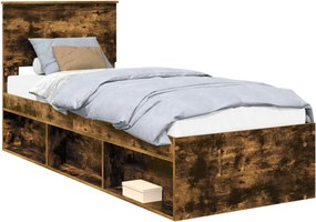 Rám postele s čelo Kouřový dub 75 x 190 cm Masivní borové dřevo 3410667