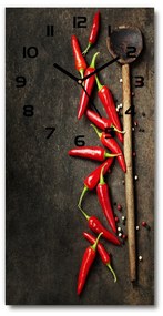 Wallmuralia Nástěnné hodiny tiché Chilli papričky 30x60 cm