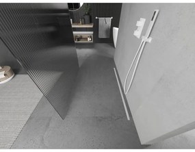 Mexen Kioto, sprchová zástěna Walk-In 110 x 200 cm, 8mm sklo s žebrovým vzorem, bílá profil, 800-110-002-20-09
