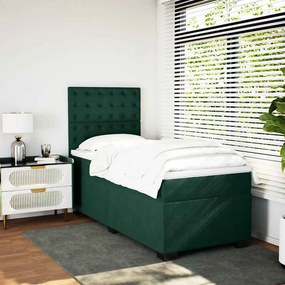 Box spring postel s matrací tmavě zelená 90x190 cm samet 3293101