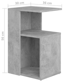 Odkládací stolek betonově šedý 36 x 30 x 56 cm dřevotříska - Default Title