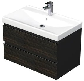Koupelnová skříňka s umyvadlem SAT Cube Way 80x47,5x46 cm hnědá mat CUBE3D46802ZHVER