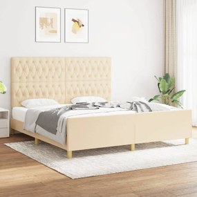 Rám postele bez matrace krémový 180 x 200 cm textil 3125321