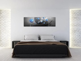 Obraz modrých abstraktních koulí (170x50 cm)