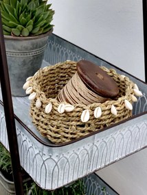 Košík z mořské trávy zdobený mušlemi Shells - Ø 10*18 cm