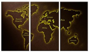 Malvis ® Třídílný obraz mapa světa III. Velikost: 90x70 cm