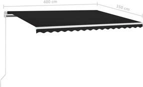 Ručně zatahovací markýza 400 x 350 cm antracitová 3068979