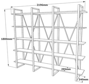 Designový regál Madlaina 180 cm borovice