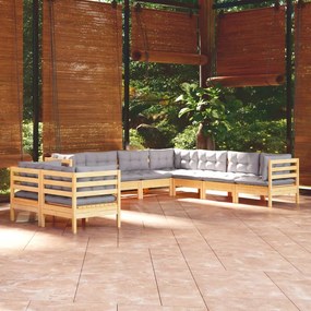 vidaXL 9dílná zahradní sedací souprava podušky masivní borovice [3096899] Barva: Krémová a antracitová