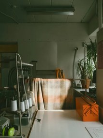 Vlněná deka Kasku 130x180, skořicovo-zelená