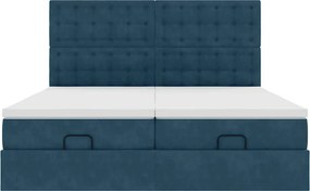 Osmanský rám postele s matracíes tmavě modrá 180x200cm samet 3313812