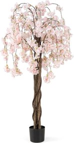 Costway Umělá třešeň v květináči Umělá květina s bílými květy 163 cm