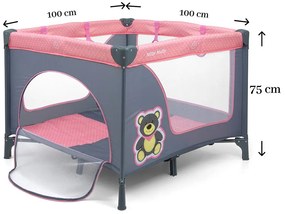 Dětská skládací ohrádka Milly Mally Fun Pink Bear