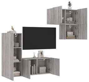 4dílná obývací stěna šedá sonoma kompozitní dřevo - Default Title