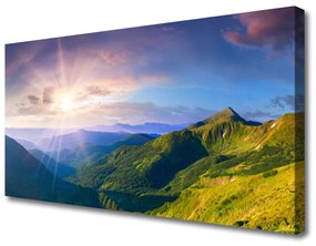 Obraz na plátně Hora Louka Slunce Krajina 120x60 cm