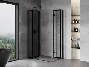 Mexen Mist-F Duo, skládací sprchový kout 100 x 75 cm, čiré sklo-černý rám, 8A6-100L-075P-70-70